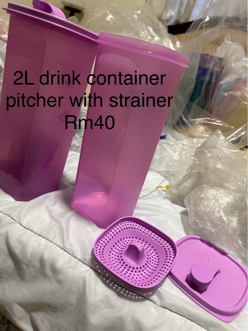 Tupperware 2L pitcher drink container with strainer, Furniture & Home ...