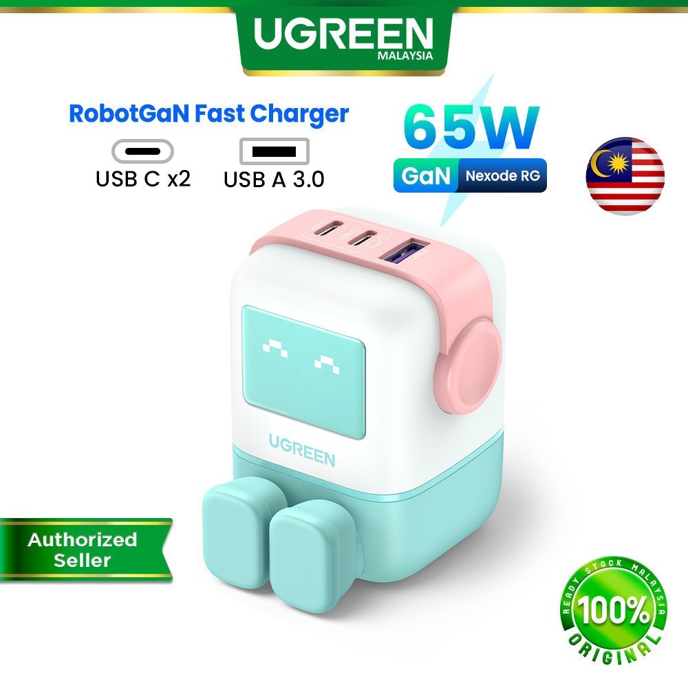 UGREEN Uno RobotGaN 65W USB-C Fast Charger Pink Blue, Mobile Phones ...