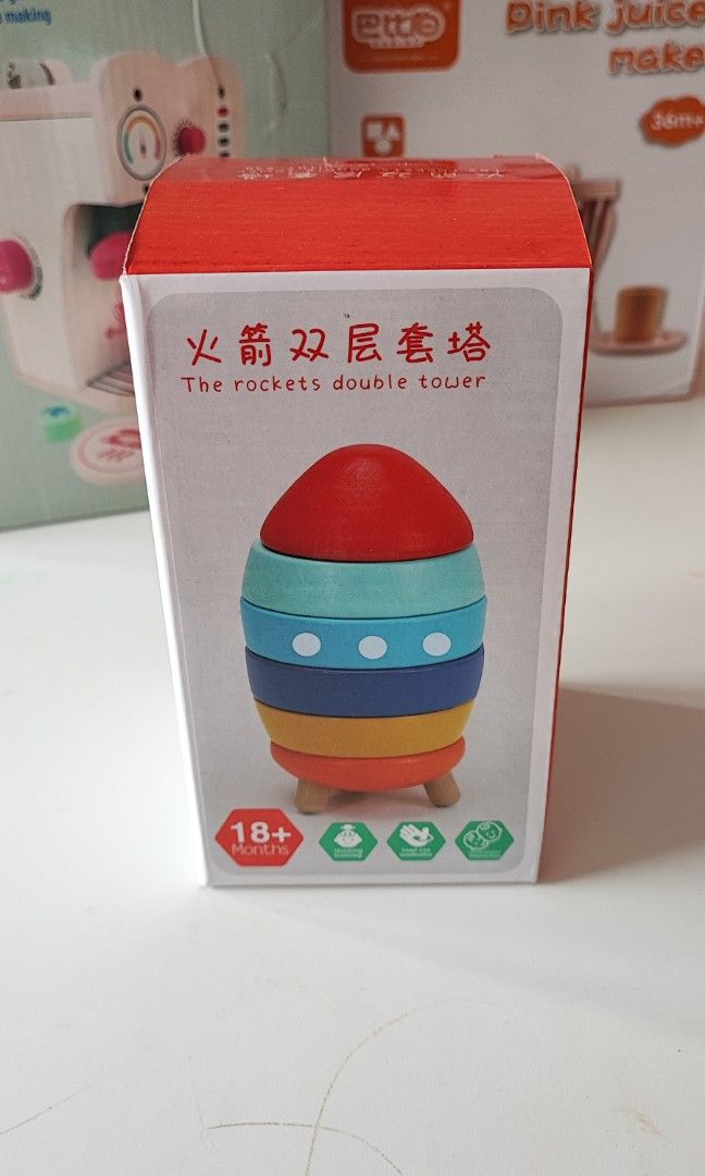 Wooden rocket stacking, Hobbies & Toys, Toys & Games on Carousell