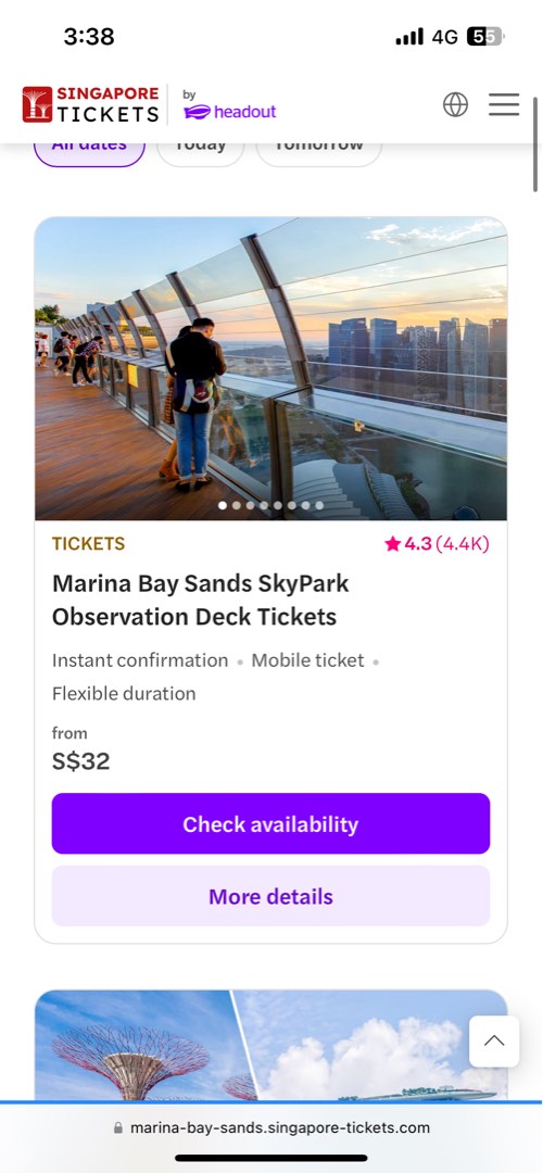 (30 nov sat) Marina Bay Sands SkyPark Observation Deck Tickets MBS, Tickets & Vouchers, Local ...