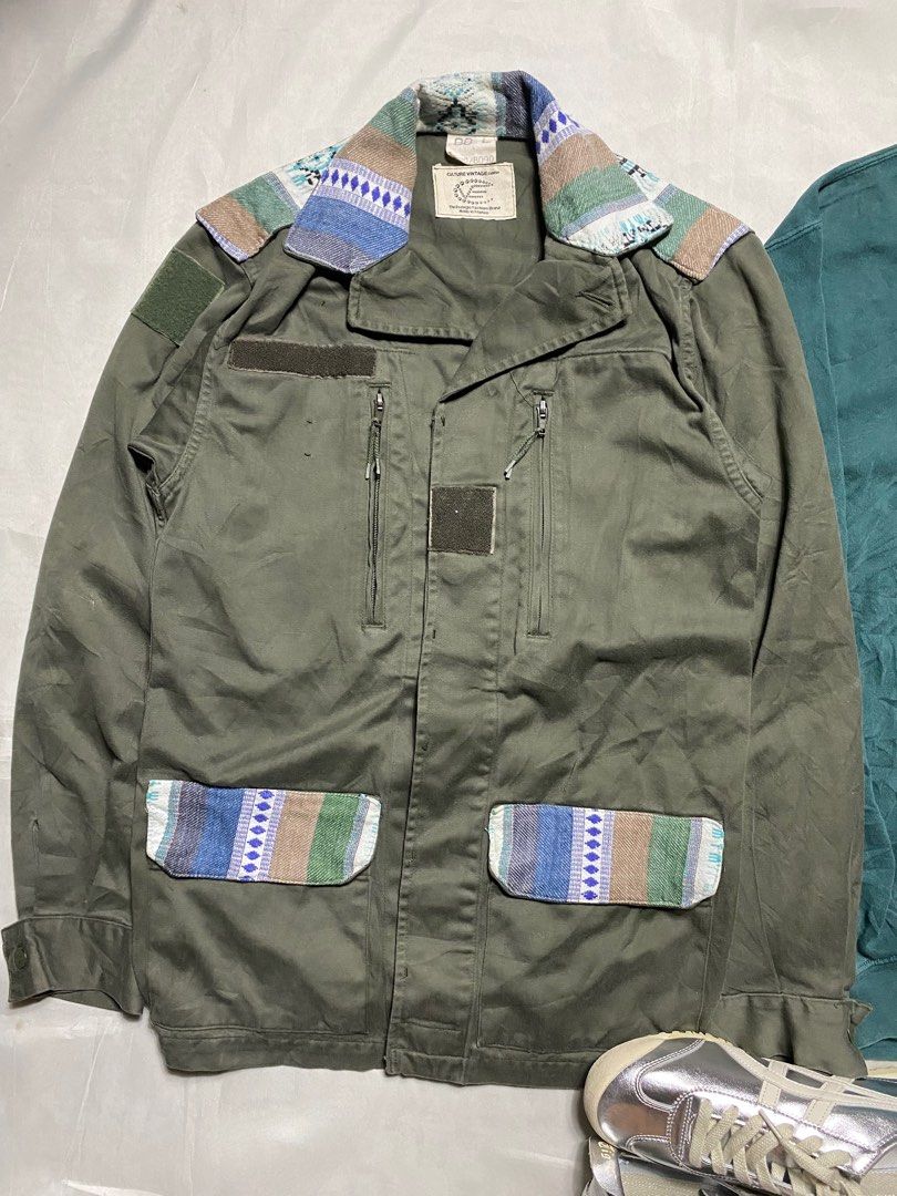80s Vintage French Military Green F1 Jacket with collaboration Culture ...