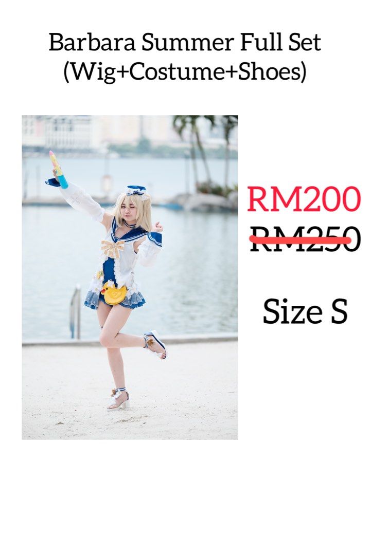 Genshin Barbara summer full set cosplay, Hobbies & Toys, Collectibles ...