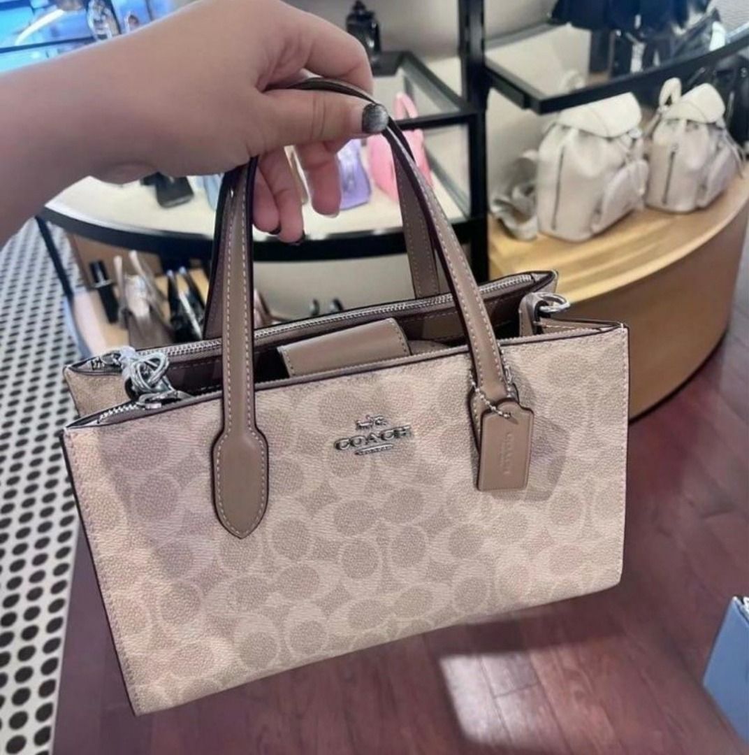 Coach CV972 Nina Small Tote Bag in Signature Coated Canvas and Smooth ...