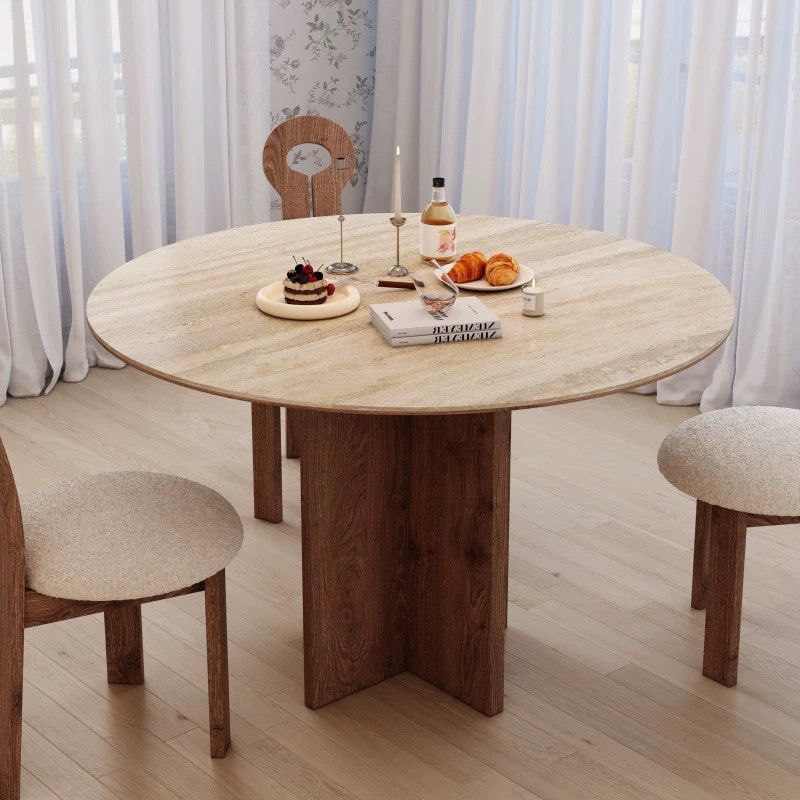 ESTA Modern Travertine Round Dining Table on Carousell