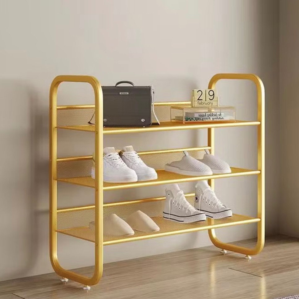 Golden Entryway Shoe Rack | Durable Waterproof Metal Shoe Shelf ...