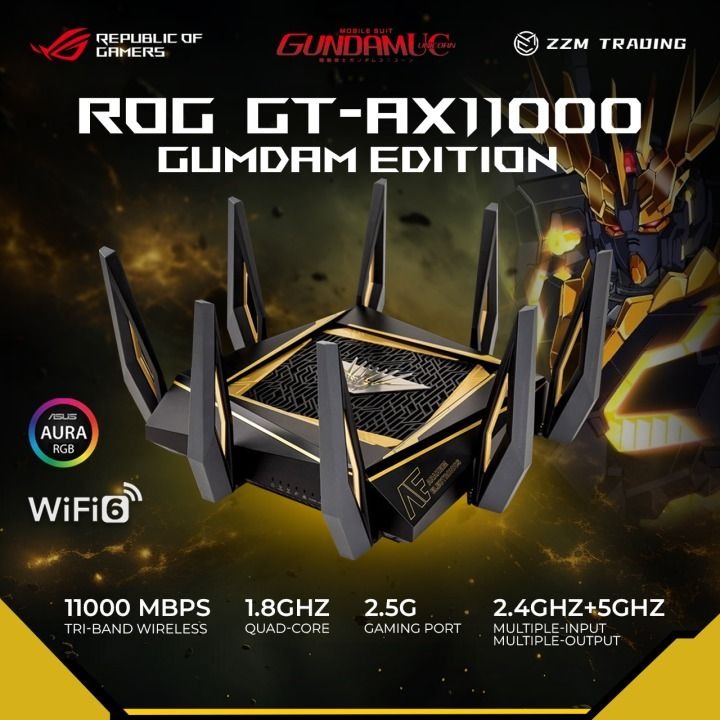 Gundam ASUS ROG RAPTURE Pro GT-AX11000 Tri-Band High Speed Gigabit ...