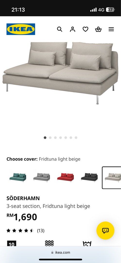 IKEA Soderhamn Sofa, Furniture & Home Living, Furniture, Sofas on Carousell