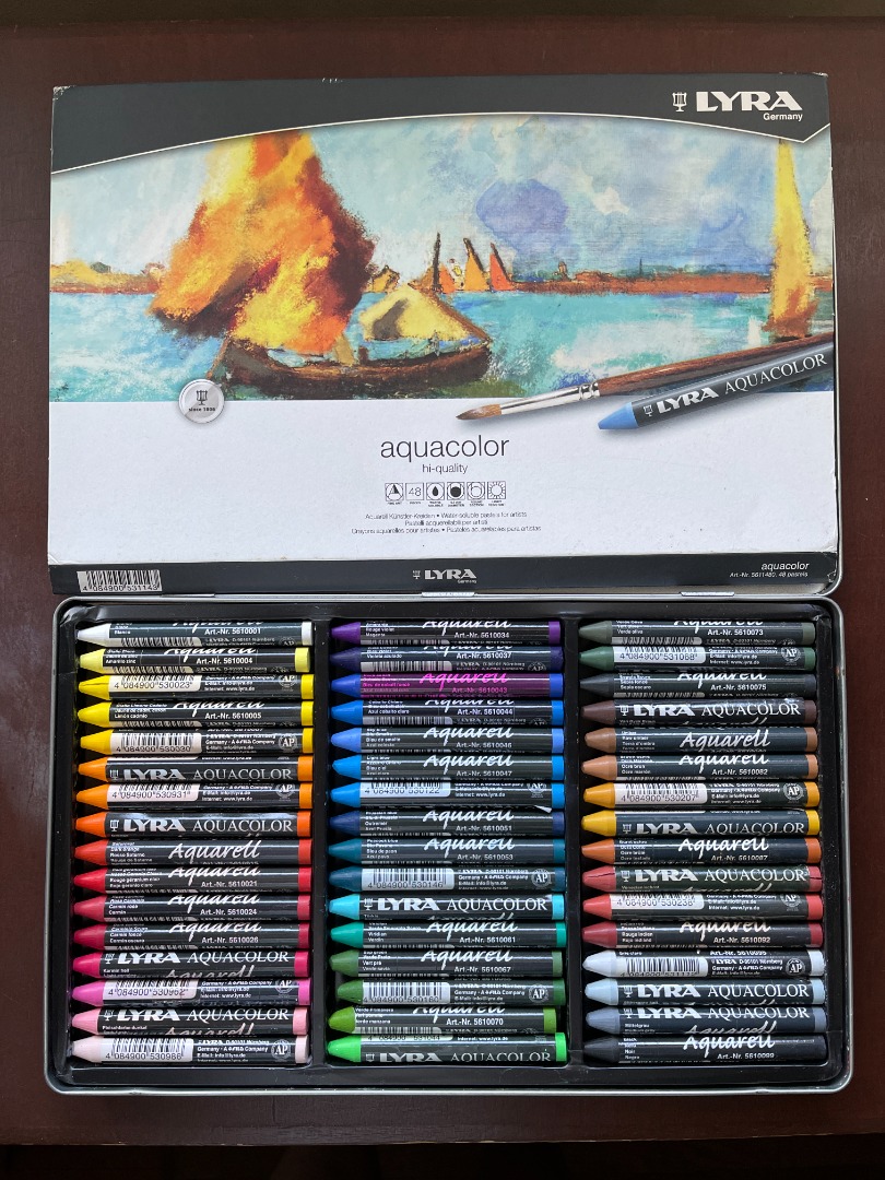 LYRA Aquacolor Water-Soluble Wax Crayons, Set of 48, Hobbies & Toys ...