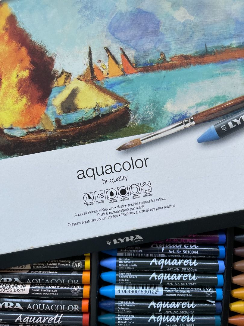 LYRA Aquacolor Water-Soluble Wax Crayons, Set of 48, Hobbies & Toys ...