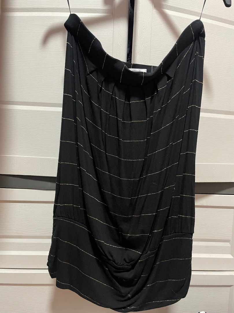 Mango bkack and gold stripes tube top, Women's Fashion, Tops, Others ...