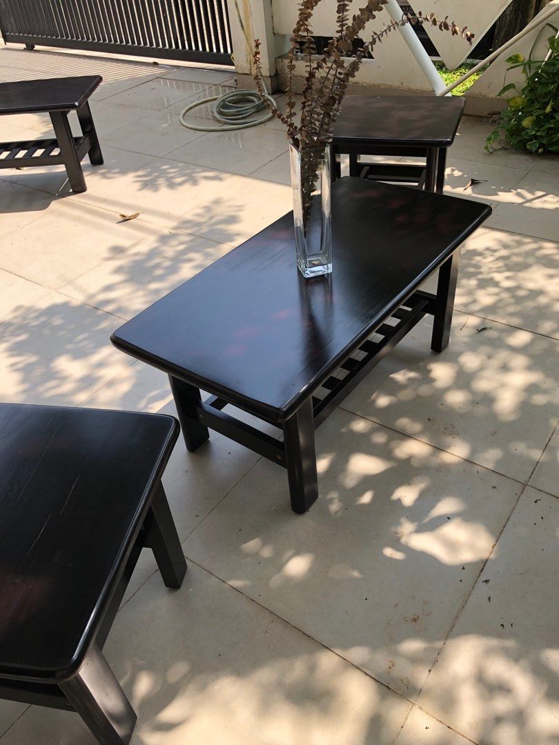 Coffee Table Meja Pendek Ruang Tamu Solid Wood Meja Makan Pendek Dark ...