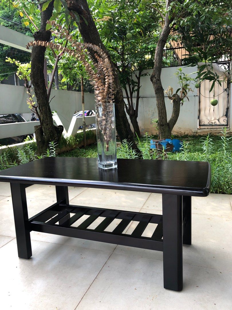 Coffee Table Meja Pendek Ruang Tamu Solid Wood Meja Makan Pendek Dark ...