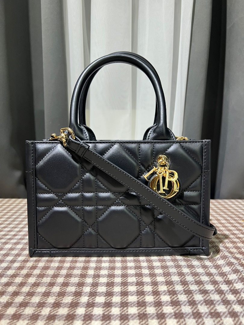 Mini Dior Book Tote Black Macrocannage Calfskin, Luxury, Bags & Wallets ...