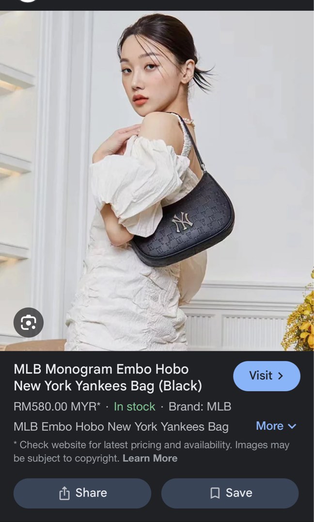 MLB Monogram "New York" Yankees Embo Hobo Bag, Women's Fashion, Bags & Wallets, Tote Bags on ...