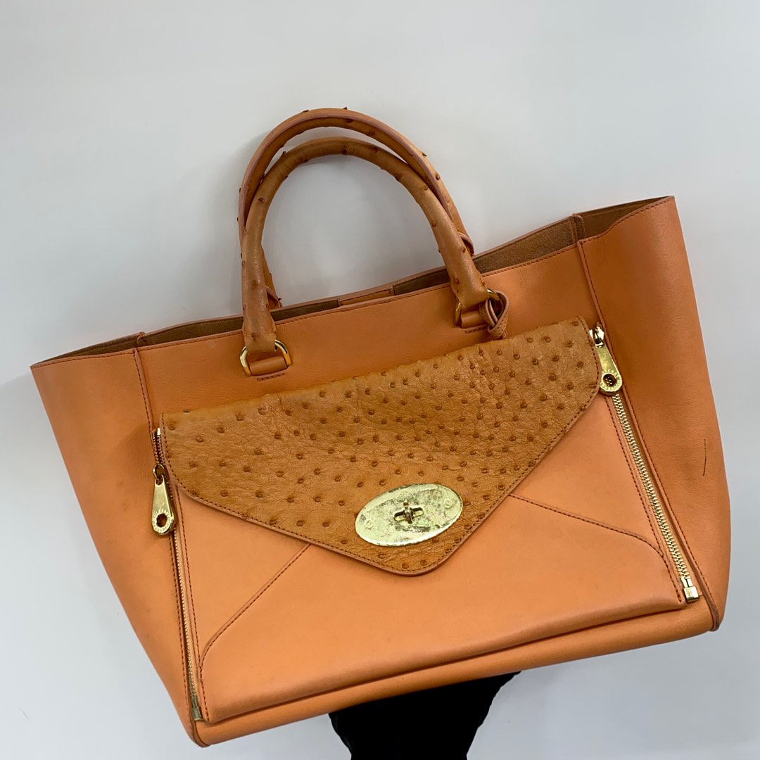 MULBERRY OSTRICH LEATHER TOTE HAND GHW BAG 247064183 ~, Luxury, Bags & Wallets on Carousell