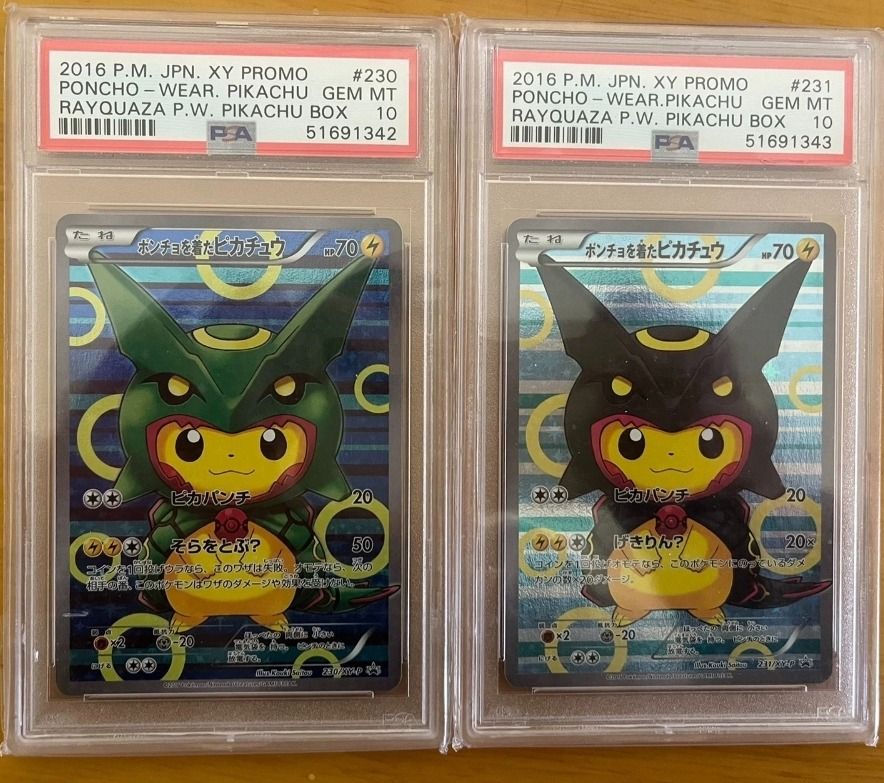 Pokemon cards - PSA 10 sequential set of Poncho-wear Pikachu Rayquaza ...