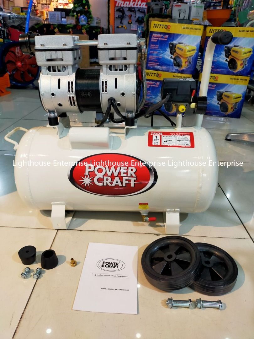 Powercraft 1HP 42L Oil-less Silent Type Air Compressor (PACO 1042), Commercial & Industrial ...