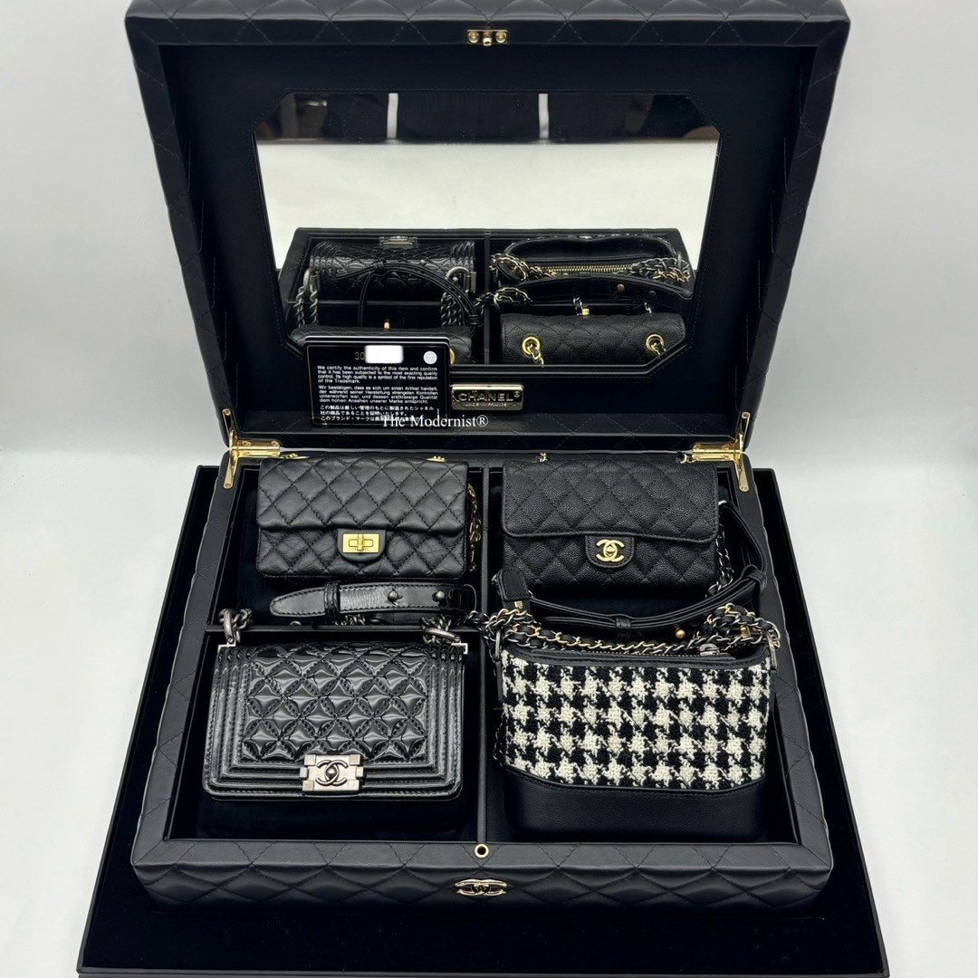Pre-owned Chanel Success Story Set of 4 Black Micro Mini Bags with ...