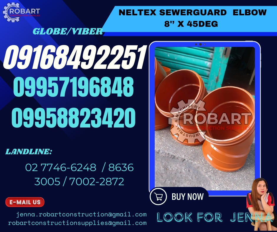 pvc sewerguard elbow 8'' x 45deg SDR34 brand: NELTEX, Commercial ...