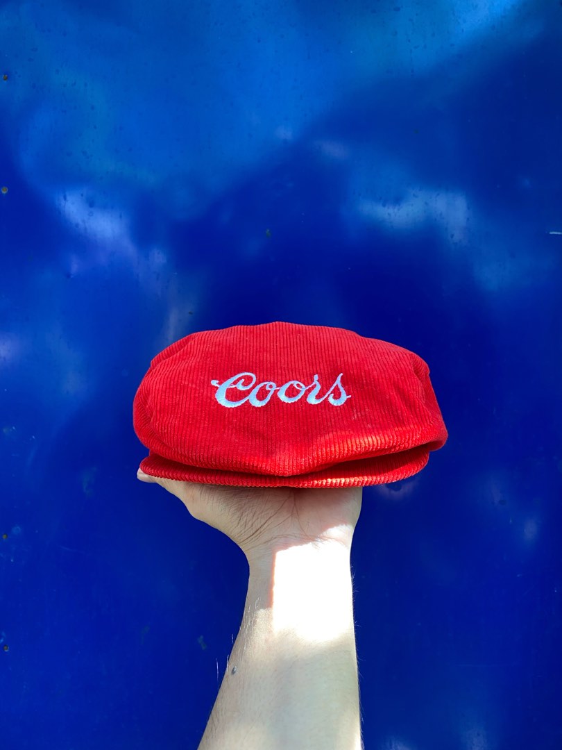 Red Mesh Vintage 80s COORS Beer Corduroy Beret Cap, Men's Fashion ...