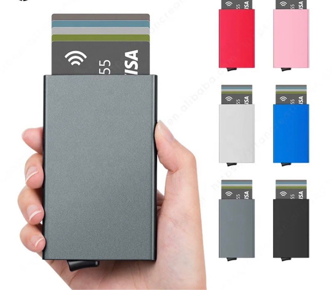 RFID Protected Metal Card Wallet Slim Pop Up Metal Card Holder Wallet ...