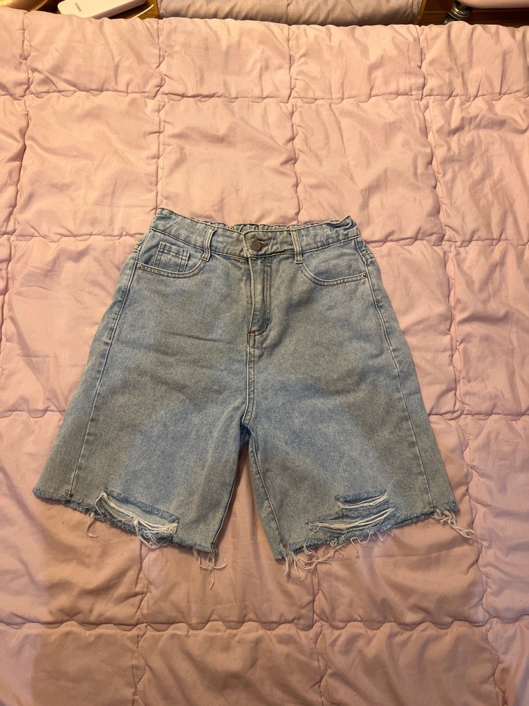 Ripped jorts, Women's Fashion, Bottoms, Shorts on Carousell