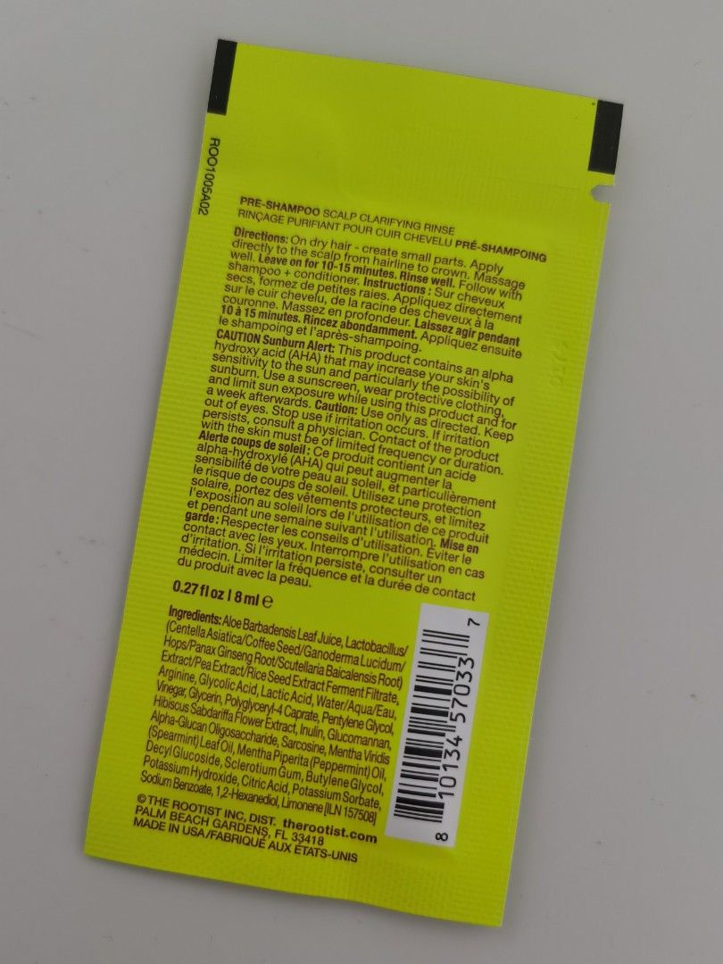 The Rootist AHA+ACV Pre-Shampoo Scalp Clarifying Rinse sample 8ml x4 ...