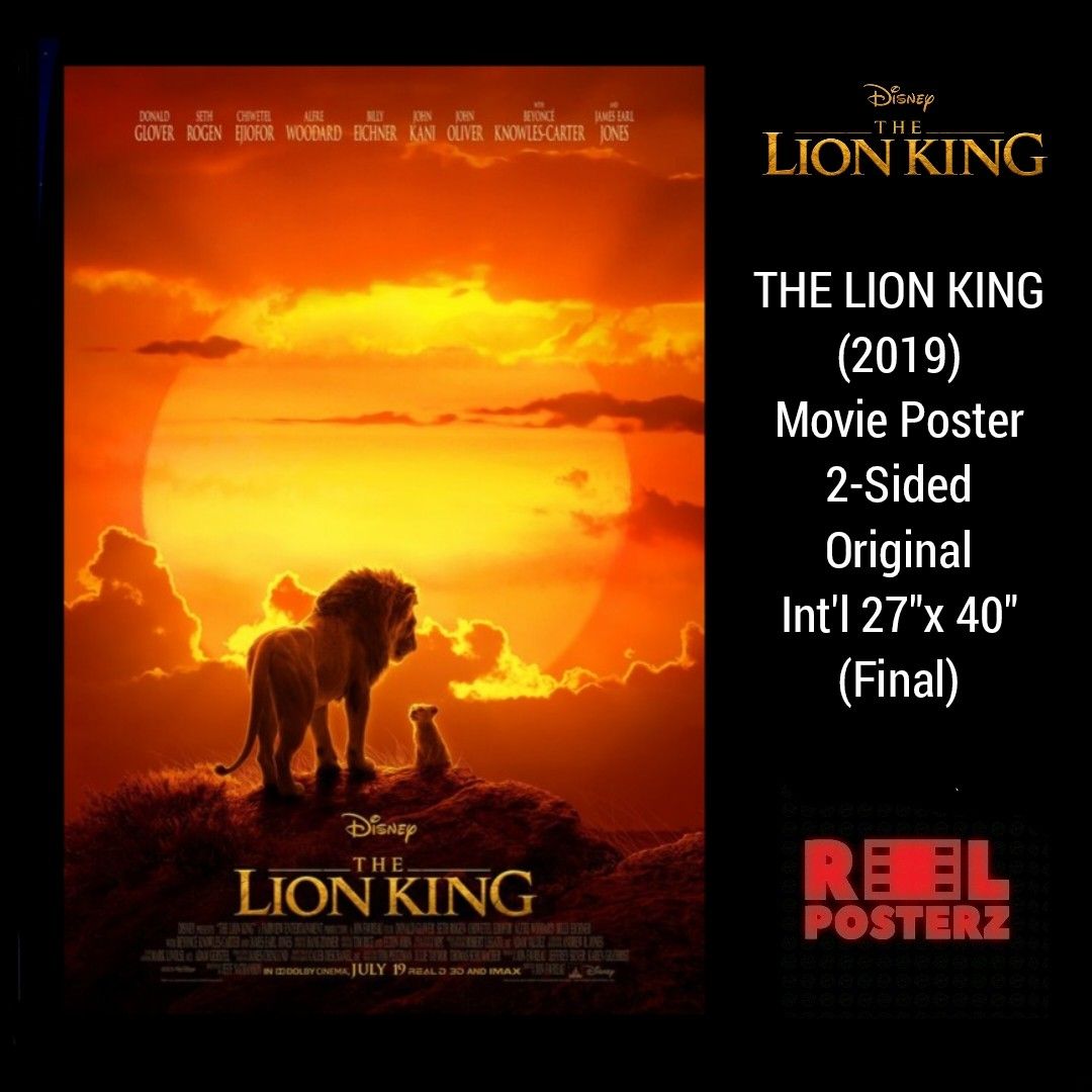 THE LION KING (2019) Movie Poster 2-Sided Original International 27"x ...