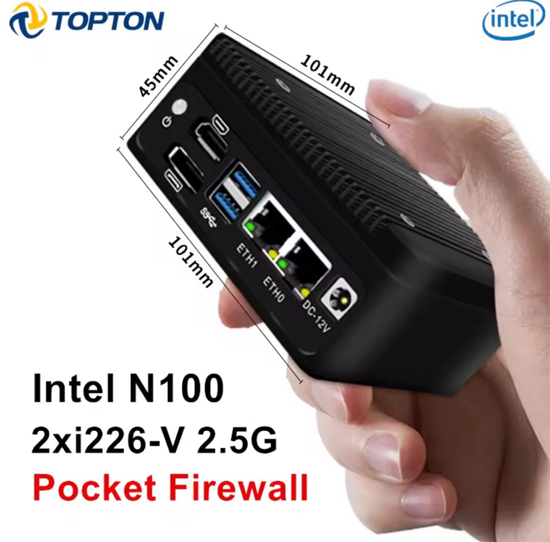 Topton Intel N100 Mini PC, Firewall, Router Fanless, Computers & Tech, Desktops on Carousell