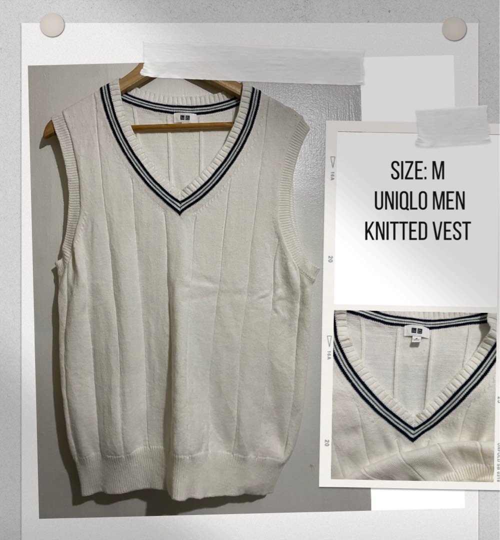 Uniqlo white knitted vest, Men's Fashion, Coats, Jackets and Outerwear ...