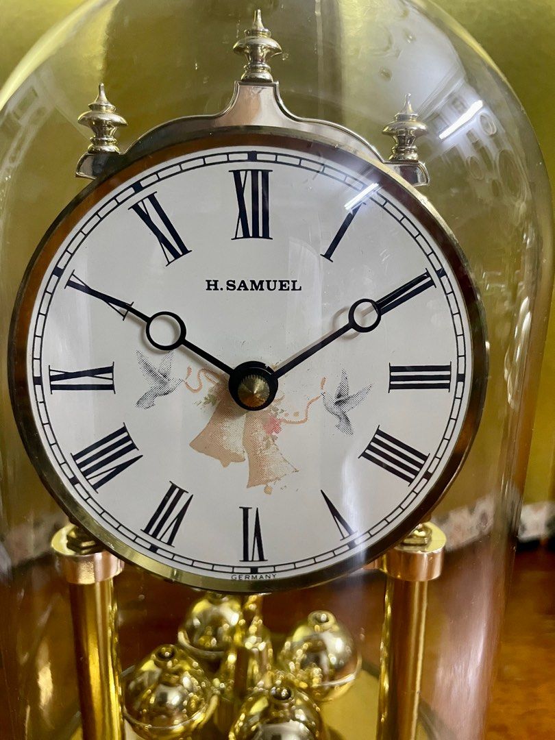 VINTAGE H.SAMUEL GLASS DOME QUARTZ ANNIVERSARY DESK MANTEL CLOCK ...