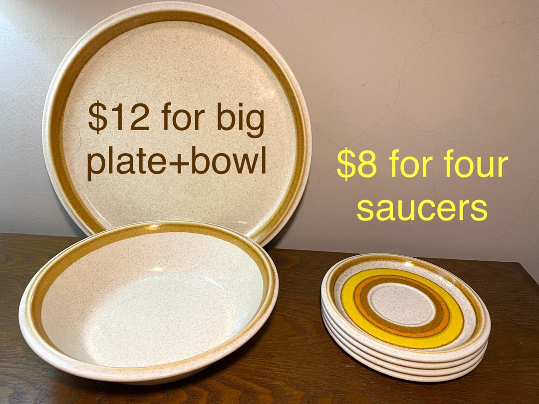 Vintage Made in Japan Mikasa Stone(ware) Manor Sun Circles Plates and ...