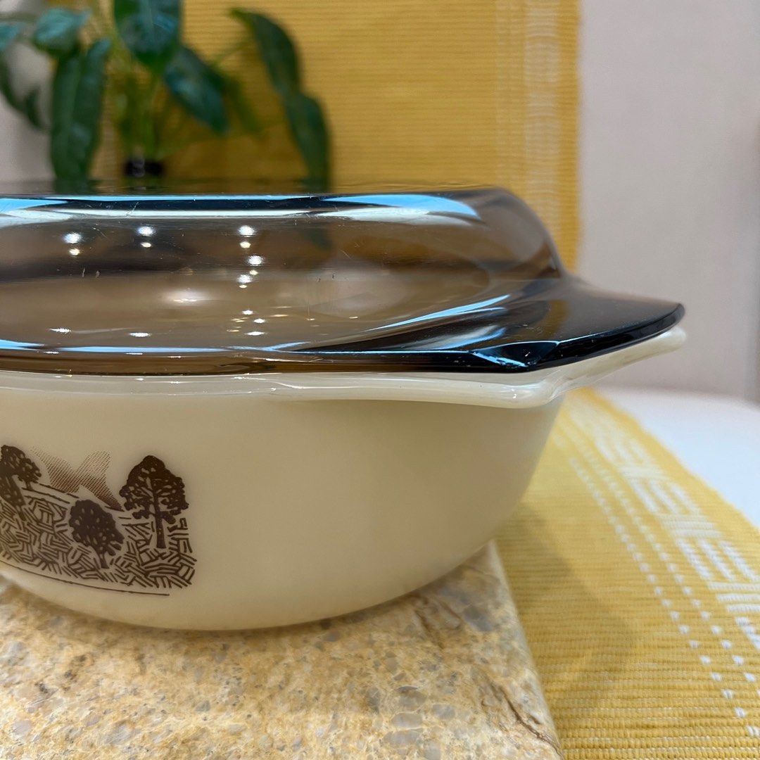 Vintage Pyrex Casserole Dish With Lid - Brown Trees England 1970’s ...