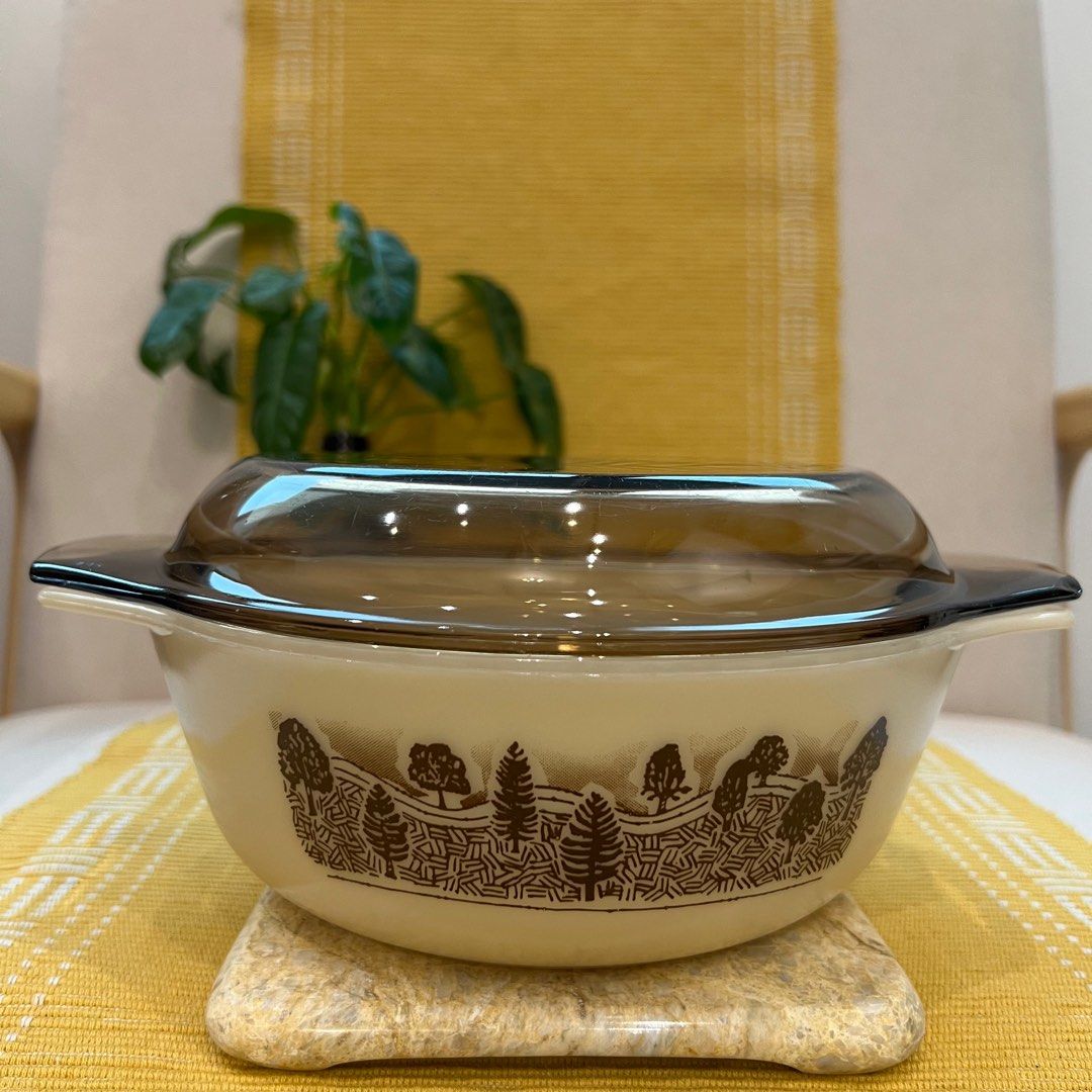 Vintage Pyrex Casserole Dish With Lid - Brown Trees England 1970’s ...
