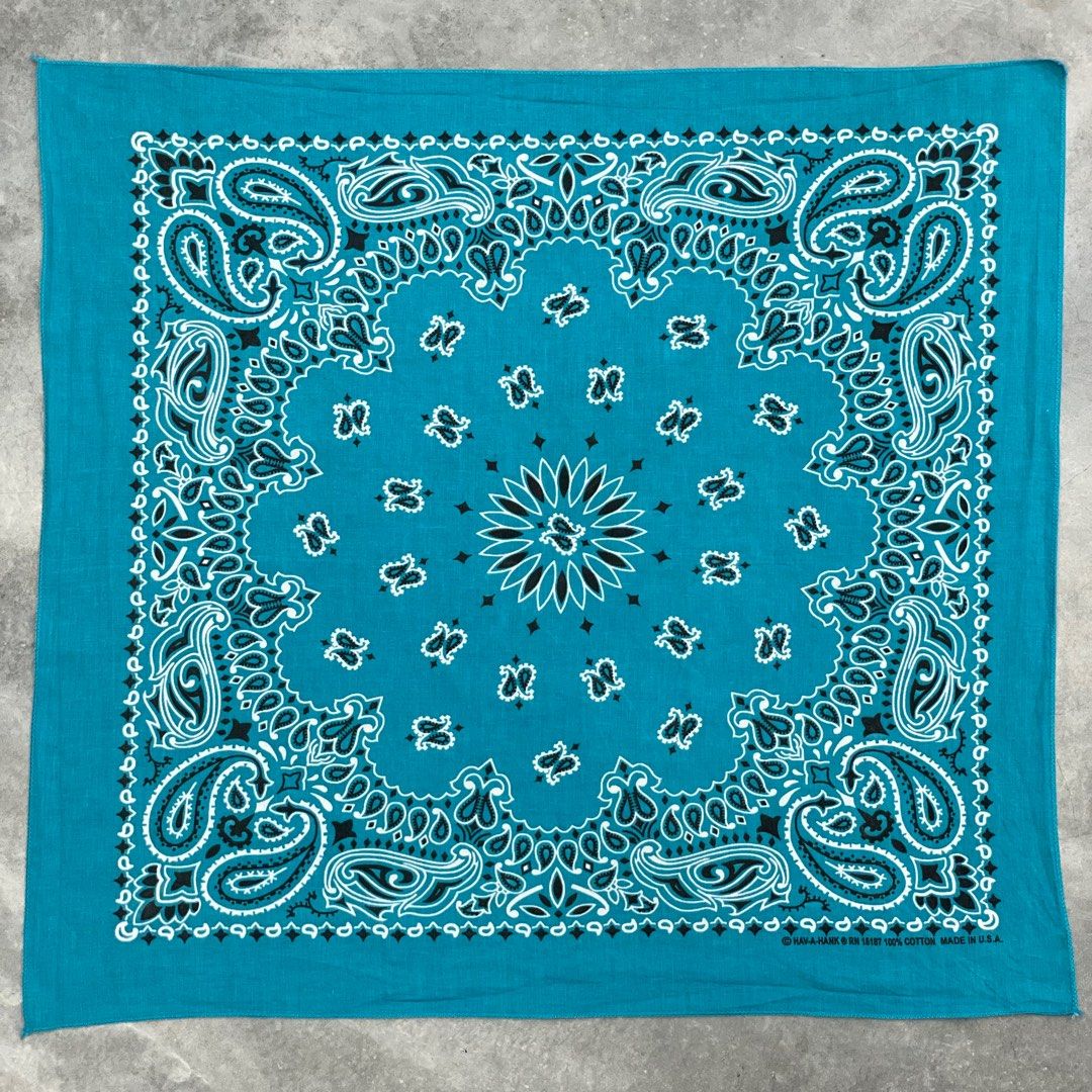 WASHED & IRONED Made In USA Bandana Handkerchief Key Paisley ...