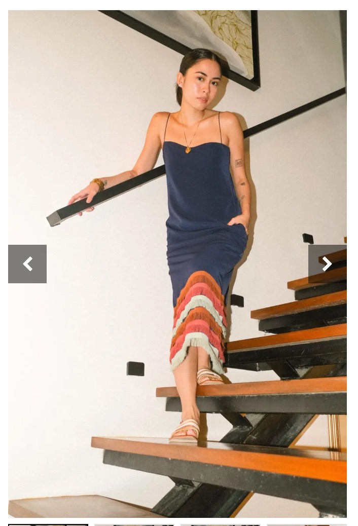 Wear Anika Joya Midi Slip Dress in Navy & Multicolor, Women's Fashion, Dresses & Sets, Dresses ...