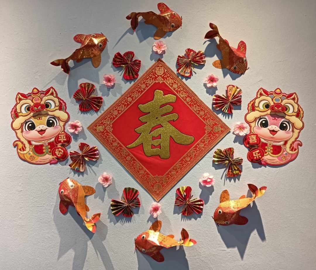 2025 CNY Decor Beautiful KOI Fish Fortune Stick Wall Ang Pow 豪华手工鲤鱼贴门墙 ...