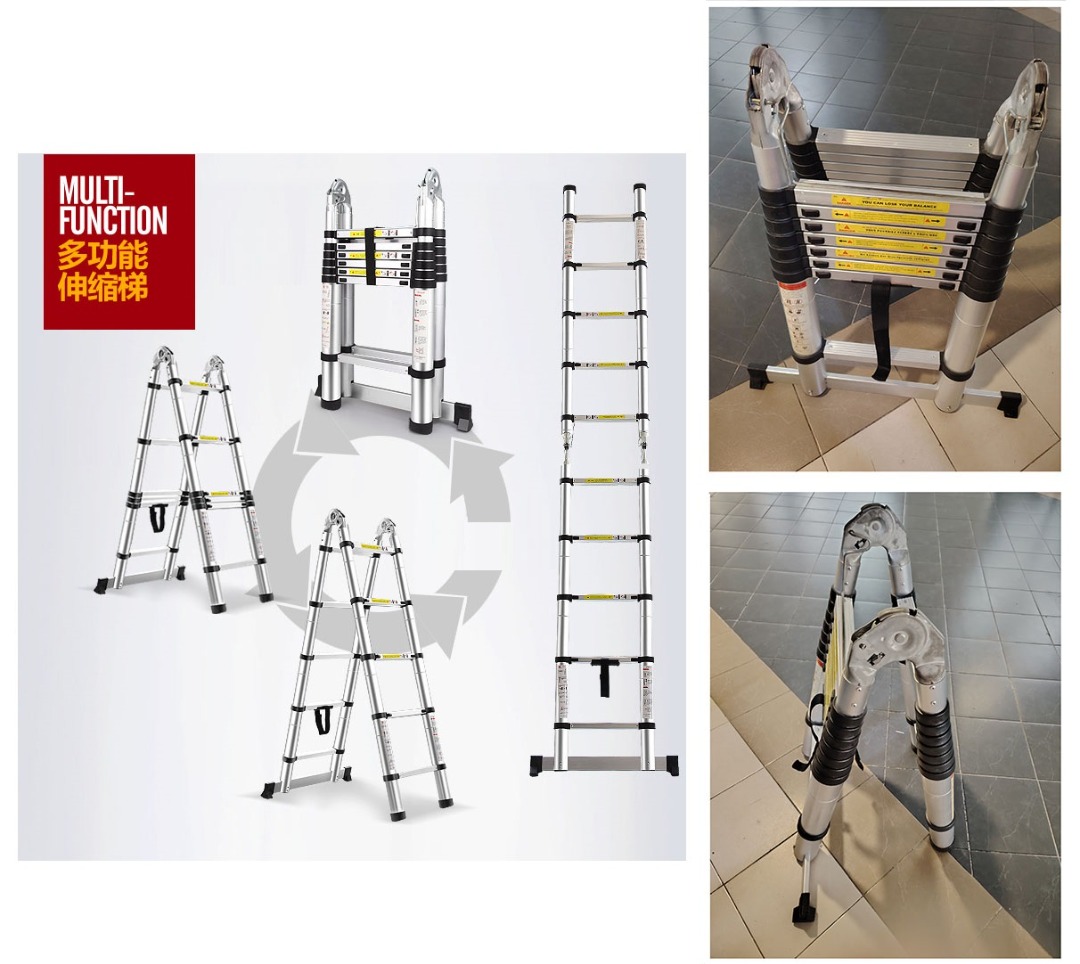2.5+2.5m Dual-Purpose Aluminum Alloy Telescopic Ladder Multi-Function ...