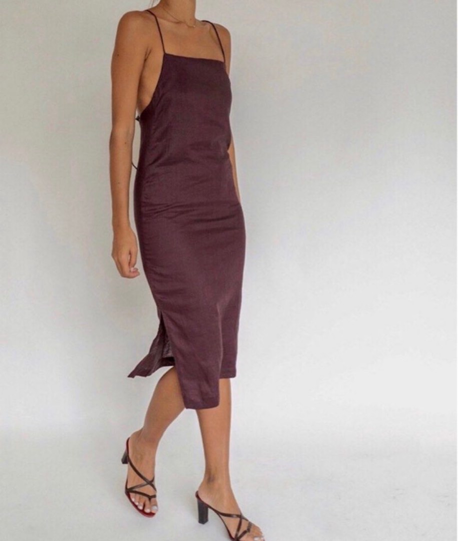 Araw The Line aubergine presko midi dress, Women's Fashion, Dresses ...