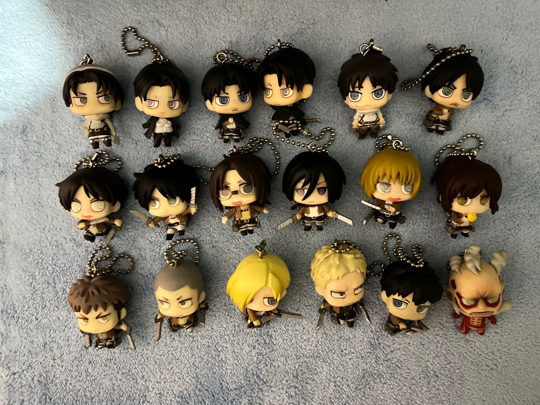 Attack on Titan Chibi Color Collection Figure Keyring Eren Levi Hange ...