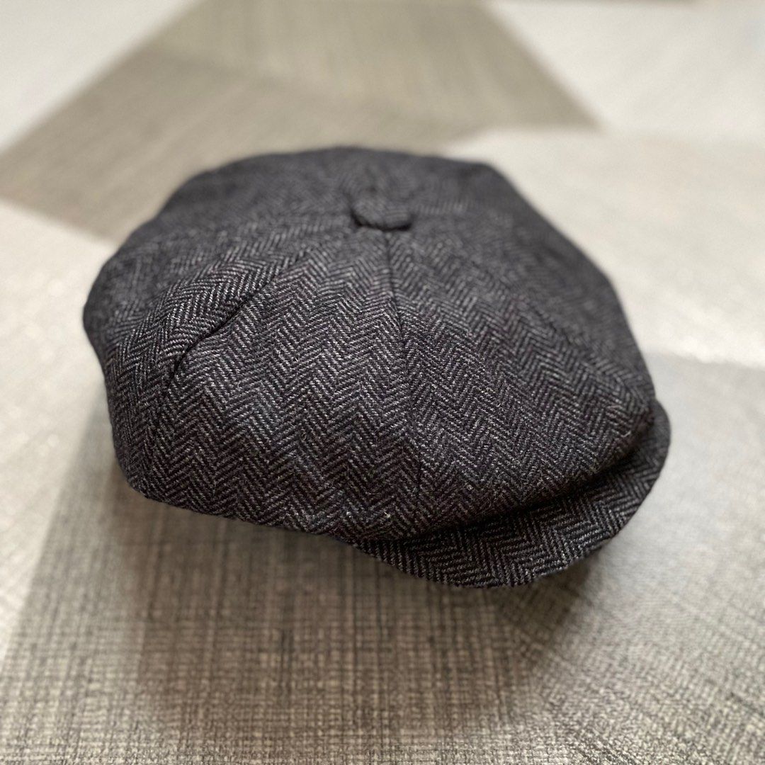 Botvela Mens Panel Wool Blend Newsboy Flat Cap Herringbone Tweed Hat ...