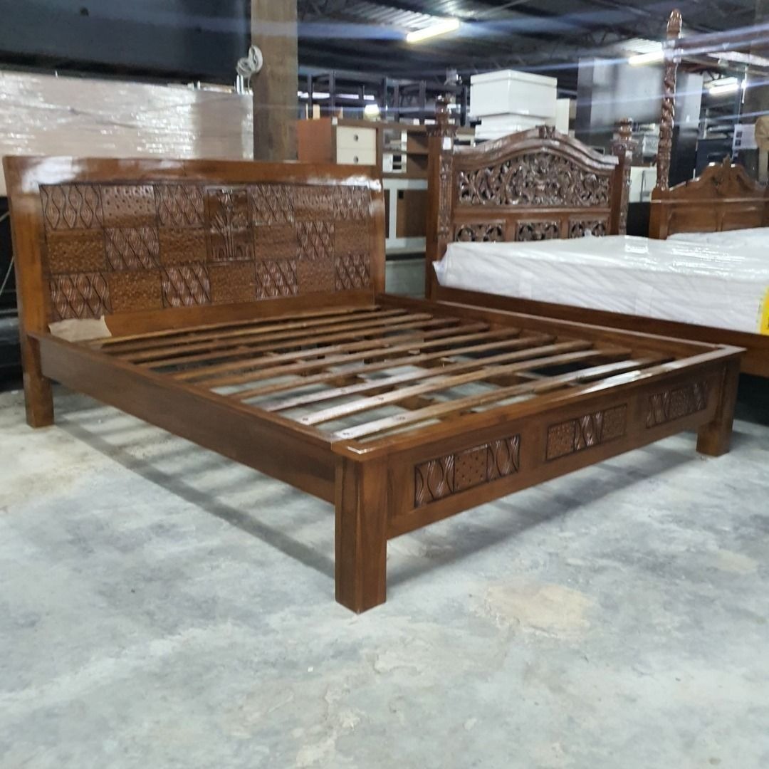 Classic Minimalis Teak King Bed | Katil King Minimalis Klasik ...
