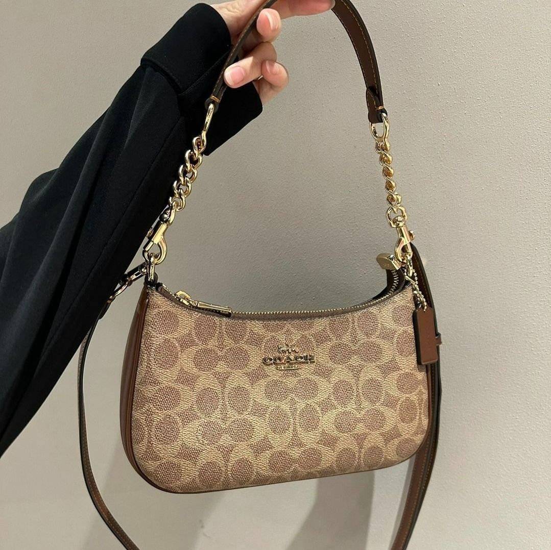 Coach CV933 Teri Shoulder Bag in Signature Coated Canvas and Leather ...