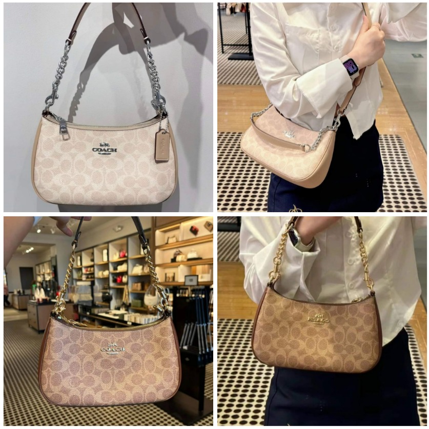 Coach CV933 Teri Shoulder Bag in Signature Coated Canvas and Leather ...