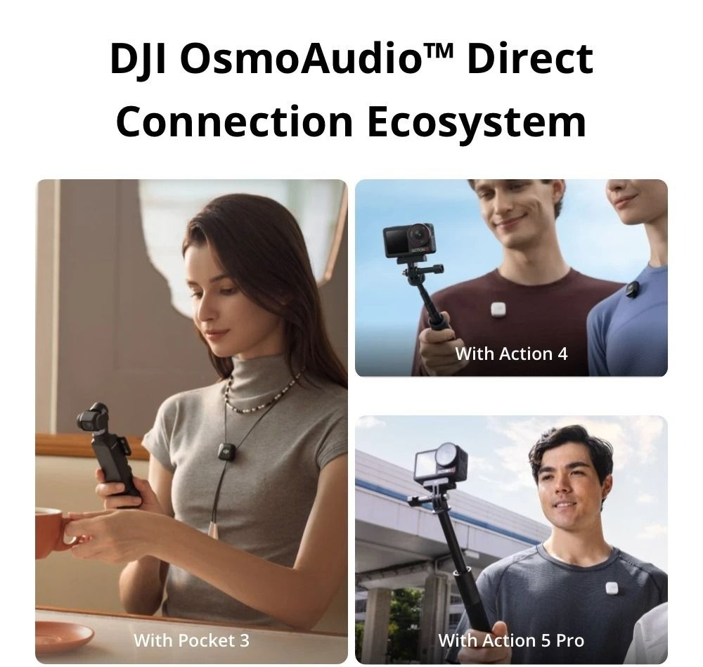 DJI Mic Mini Ultralight Discreet Microphone 11.5h Operating Time High ...