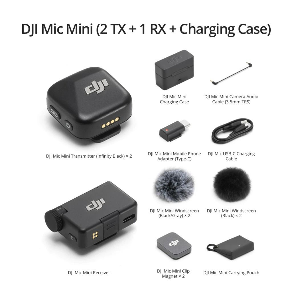 DJI Mic Mini Ultralight Discreet Microphone 11.5h Operating Time High ...