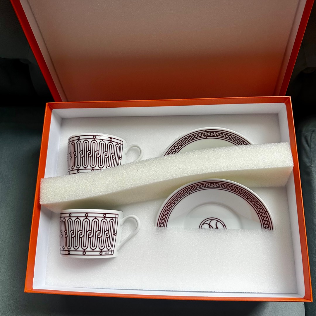 Hermes H Deco Cup and Saucer (Red), Furniture & Home Living ...