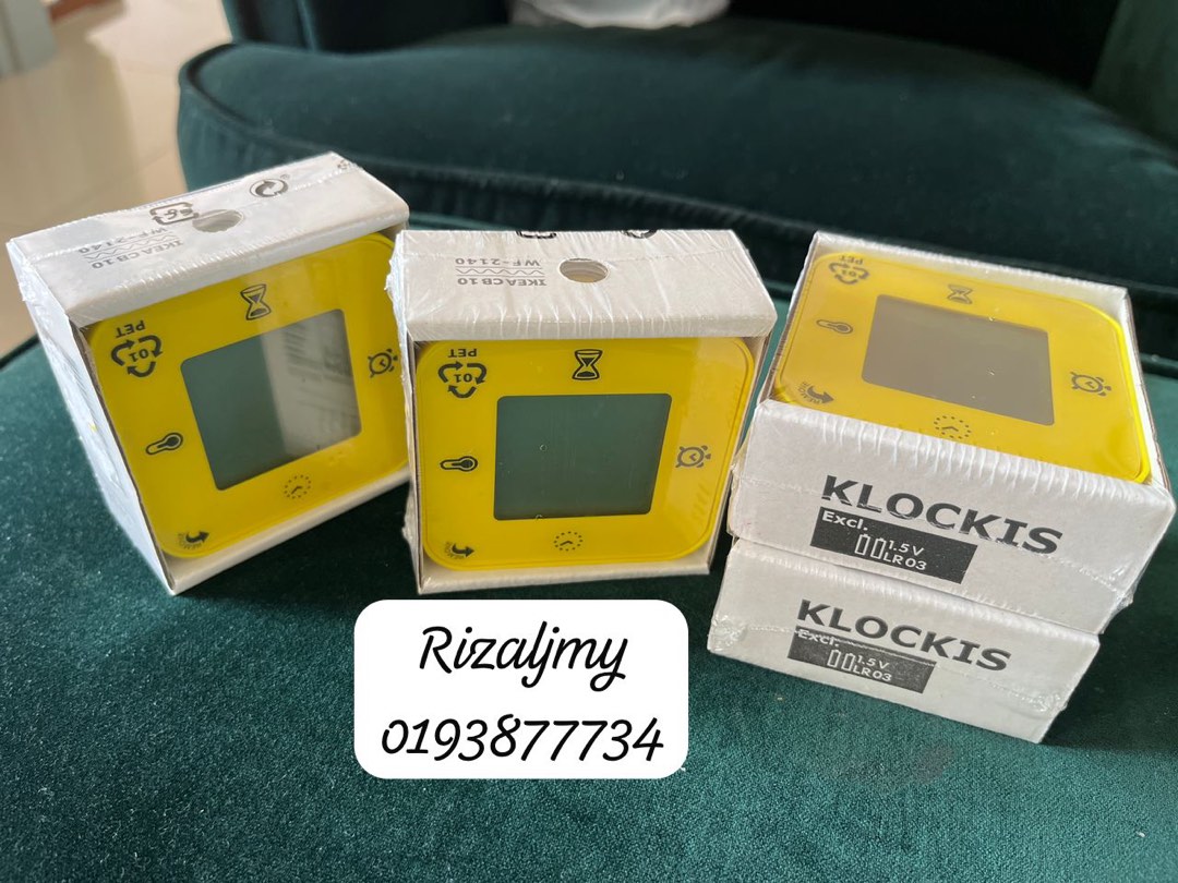 Ikea Klockis Clock/Alarm/Thermometer Yellow, Furniture & Home Living, Home Decor, Clocks on ...