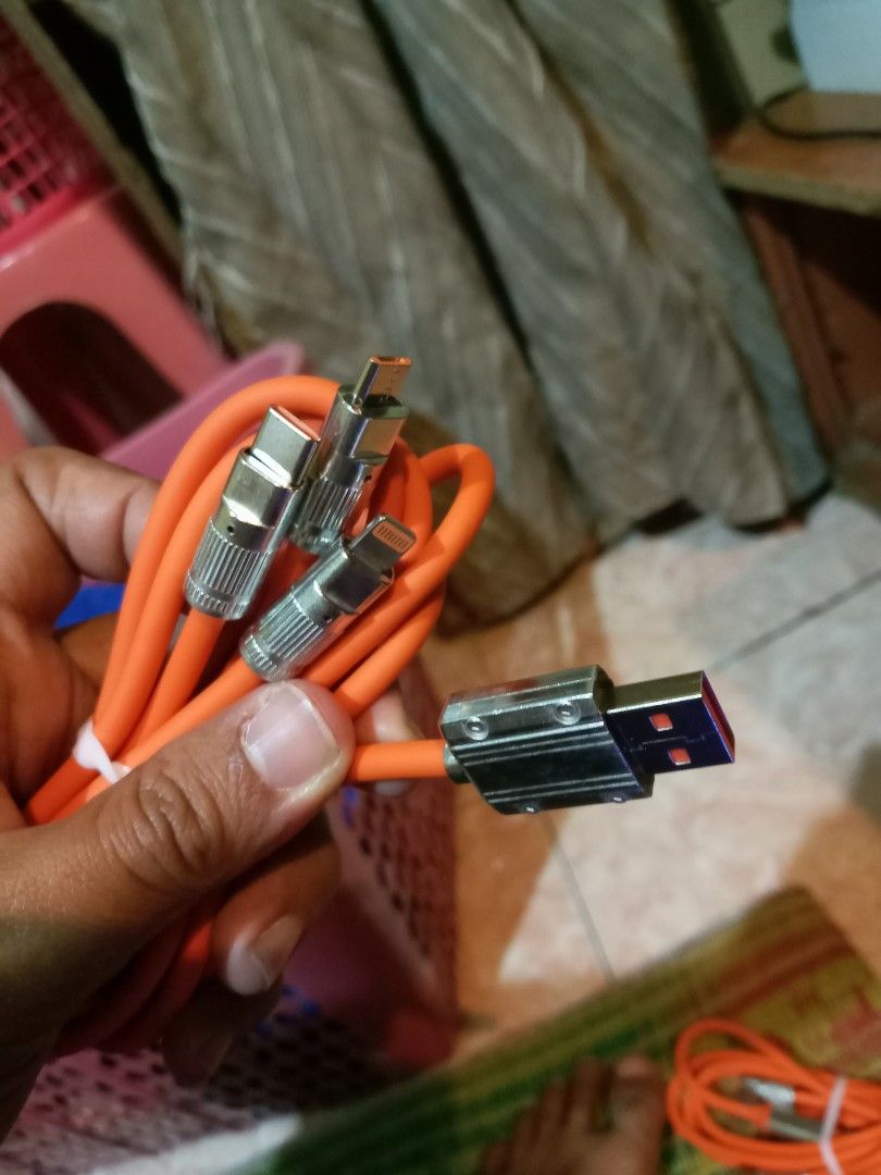 Kabel data original 3 in 1 fast charging 120 watt bisa buat charger 3 ...