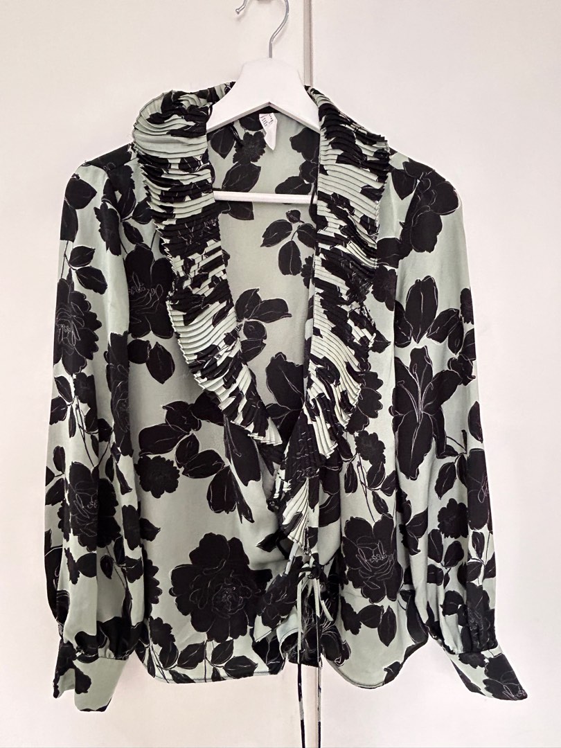 Mango green wrap around top, Women's Fashion, Tops, Longsleeves on ...